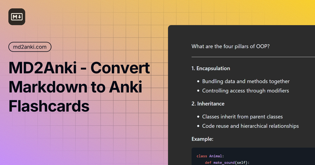 MD2Anki - Markdown 转 Anki 卡片工具